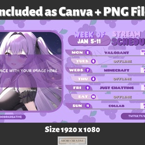 Purple Vtuber Schedule Template Grape Theme Youtube Weekly - Etsy
