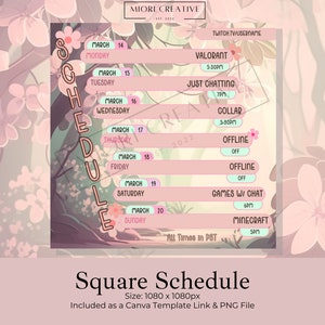 Spring Vtuber Schedule Template Pink Vtuber Stream Schedule - Etsy