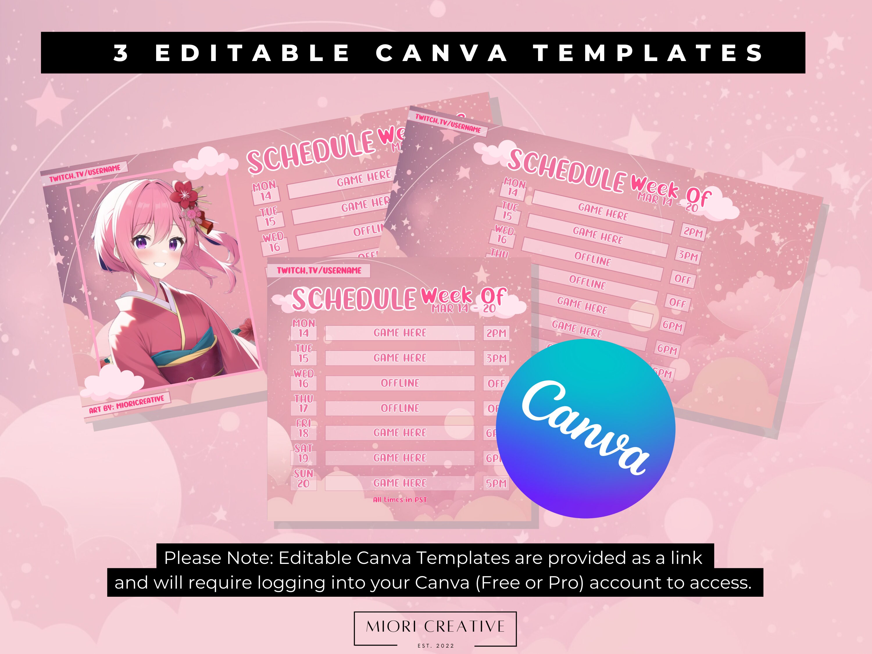 Pink Sky Vtuber Schedule Template Cute Sky Vtuber Stream - Etsy Canada