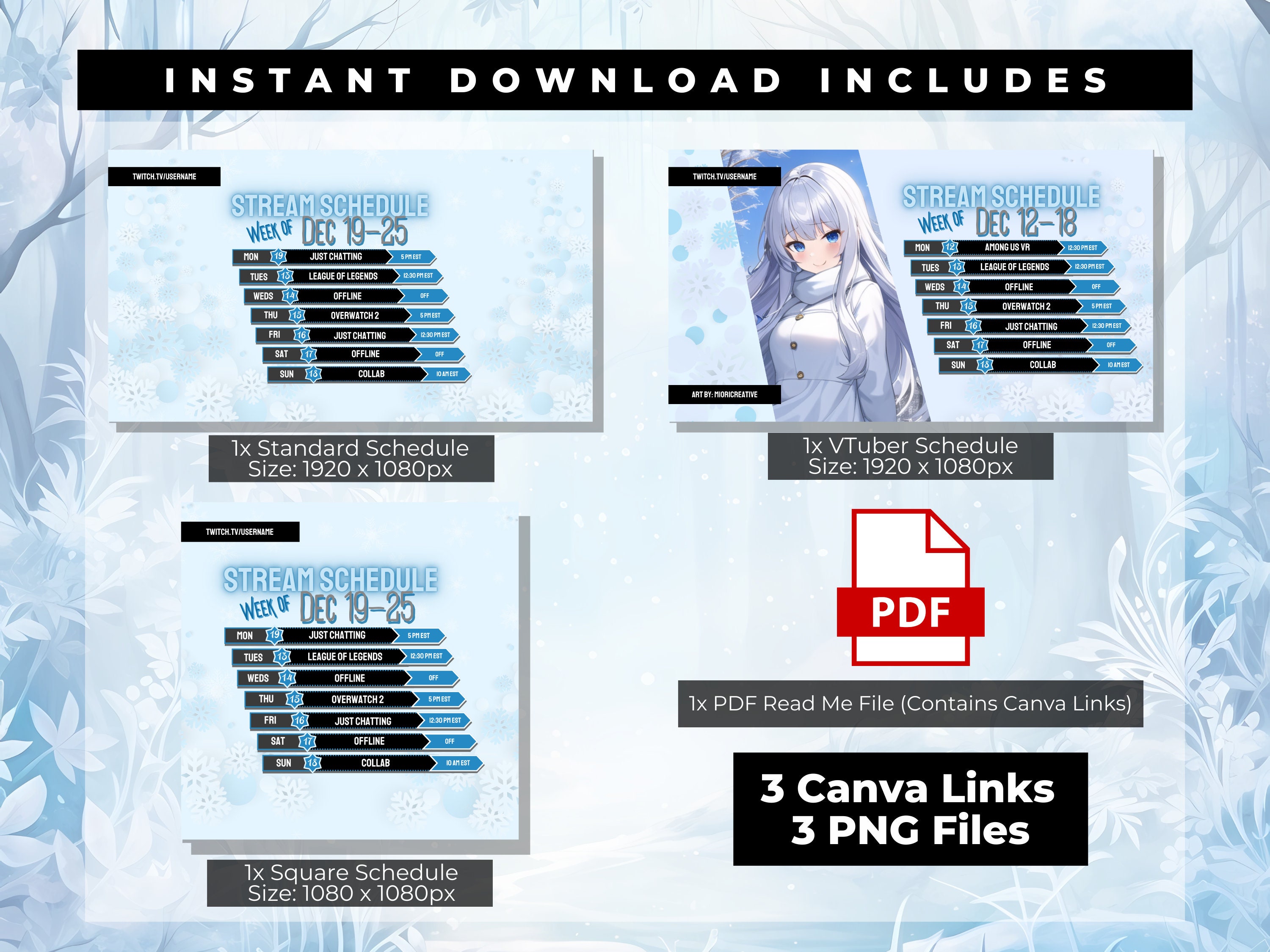 Cute Vtuber Schedule Template, White Winter Vtuber Schedule Stream ...