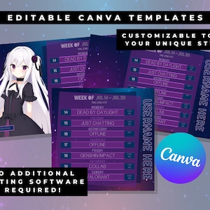 Vtuber Stream Schedule Template: Space Twitch Overlay (canva Template ...