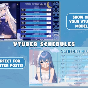 Blue Vtuber Stream Schedule Template: Sky Design (2-pack, Canva ...