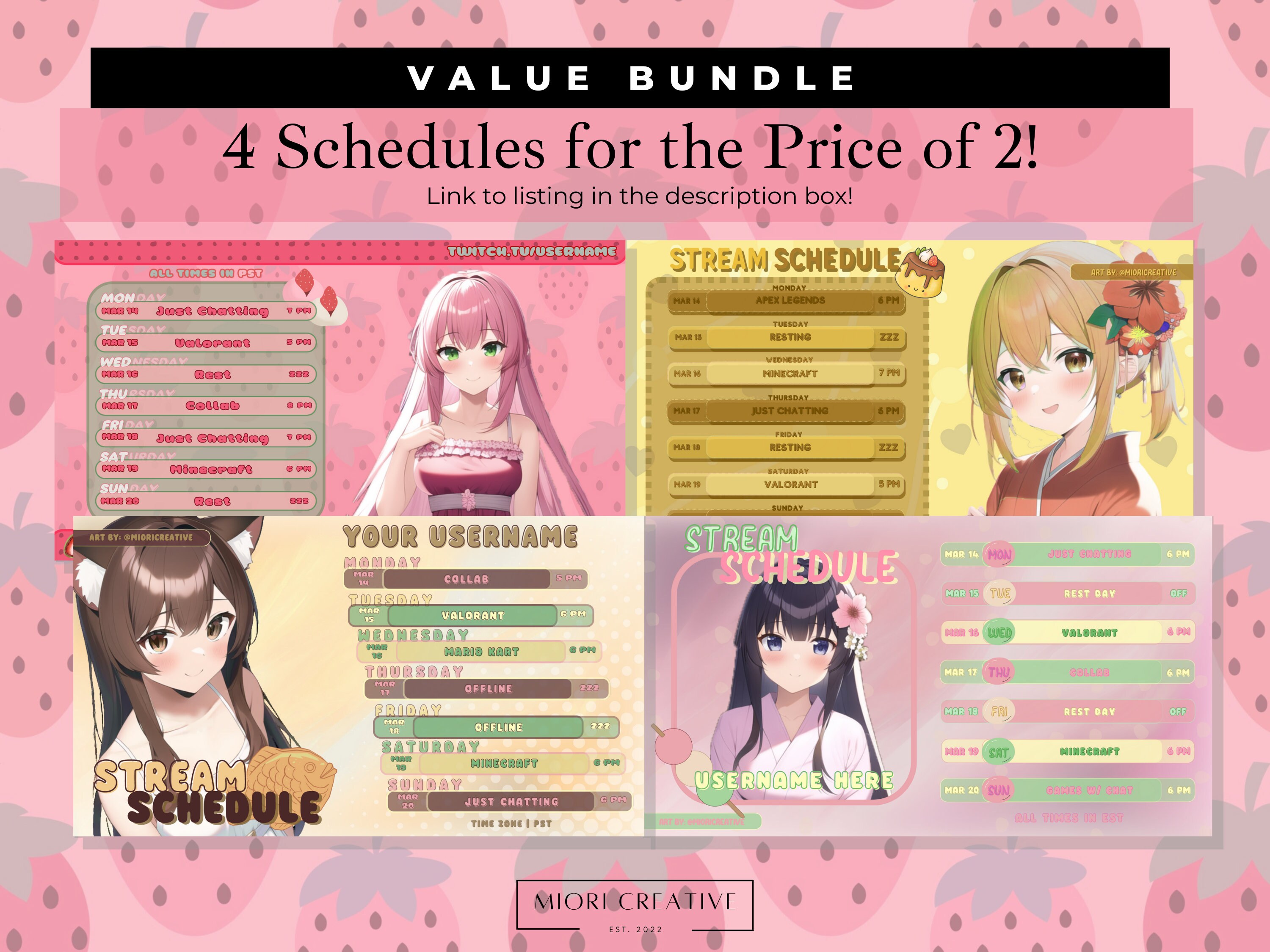 Pink Vtuber Schedule Template Pngtuber Stream Schedule Vtuber - Etsy ...