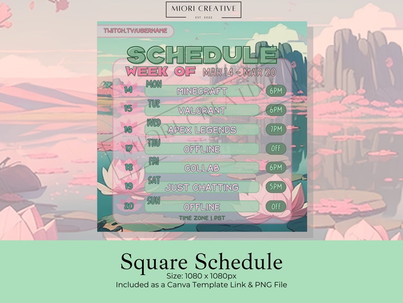 Flower Vtuber Schedule Template Lotus Vtuber Stream Schedule - Etsy