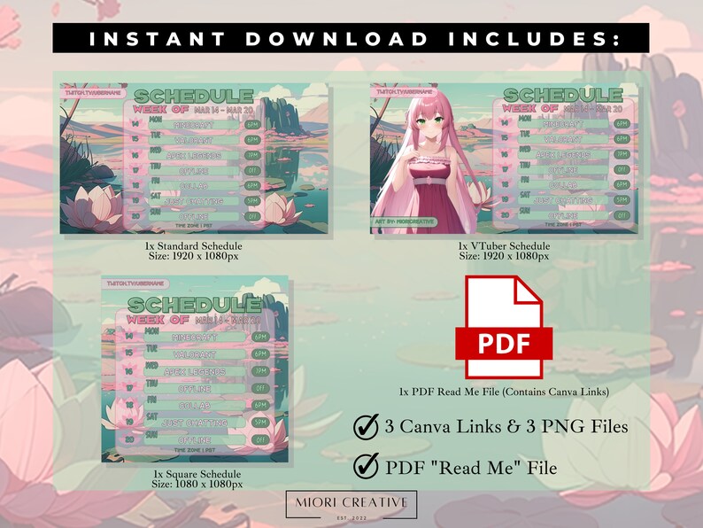 Flower Vtuber Schedule Template Lotus Vtuber Stream Schedule - Etsy