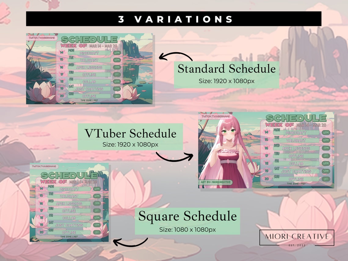 Flower Vtuber Schedule Template Lotus Vtuber Stream Schedule - Etsy
