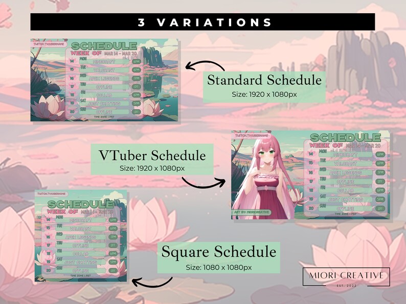 Flower Vtuber Schedule Template Lotus Vtuber Stream Schedule - Etsy