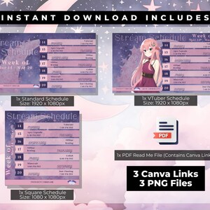 Pink Sky Vtuber Schedule Template Cloud Vtuber Twitch Stream Asset Star ...