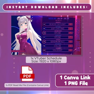 Cyber Vtuber Twitch Assets Vtuber Stream Schedule Template Live Stream ...