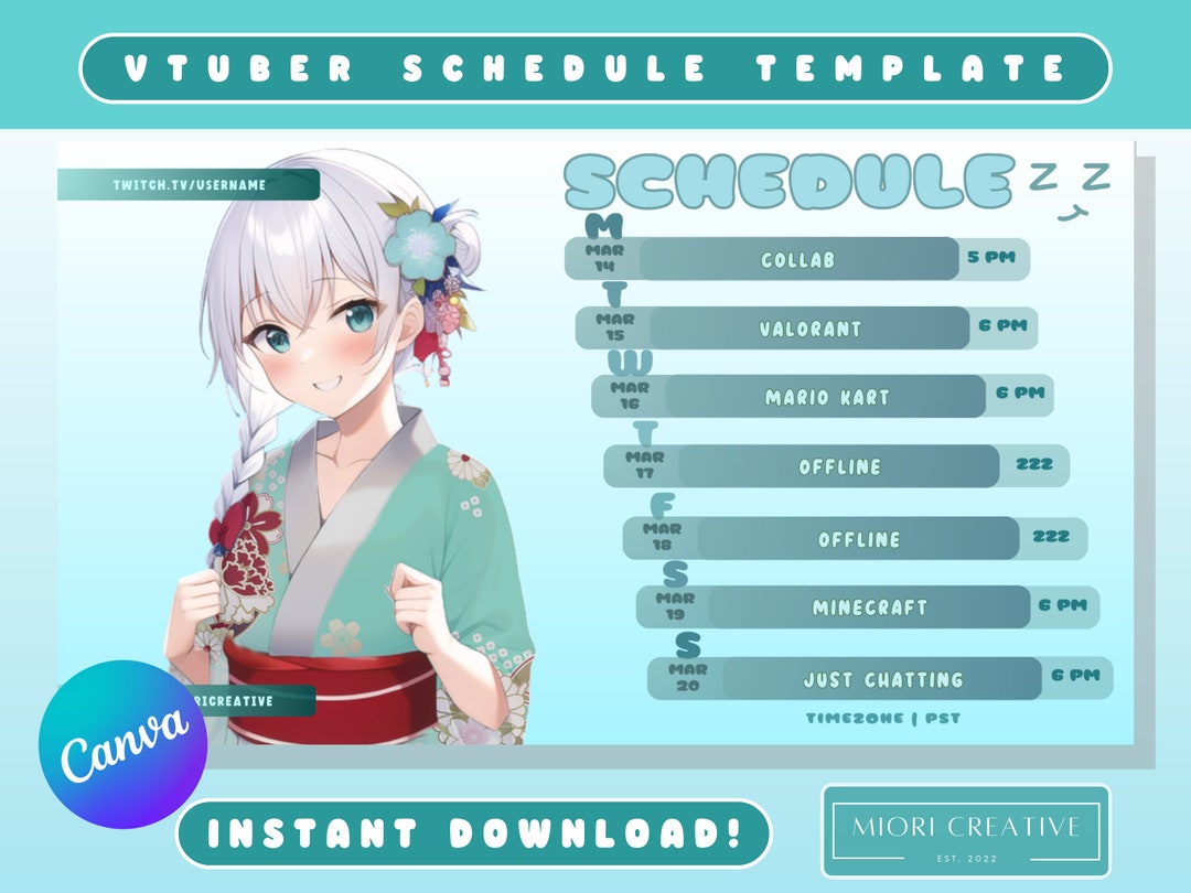 VTuber Schema Vtuber Stream Schema Twitch Schema Sjabloon - Etsy Nederland