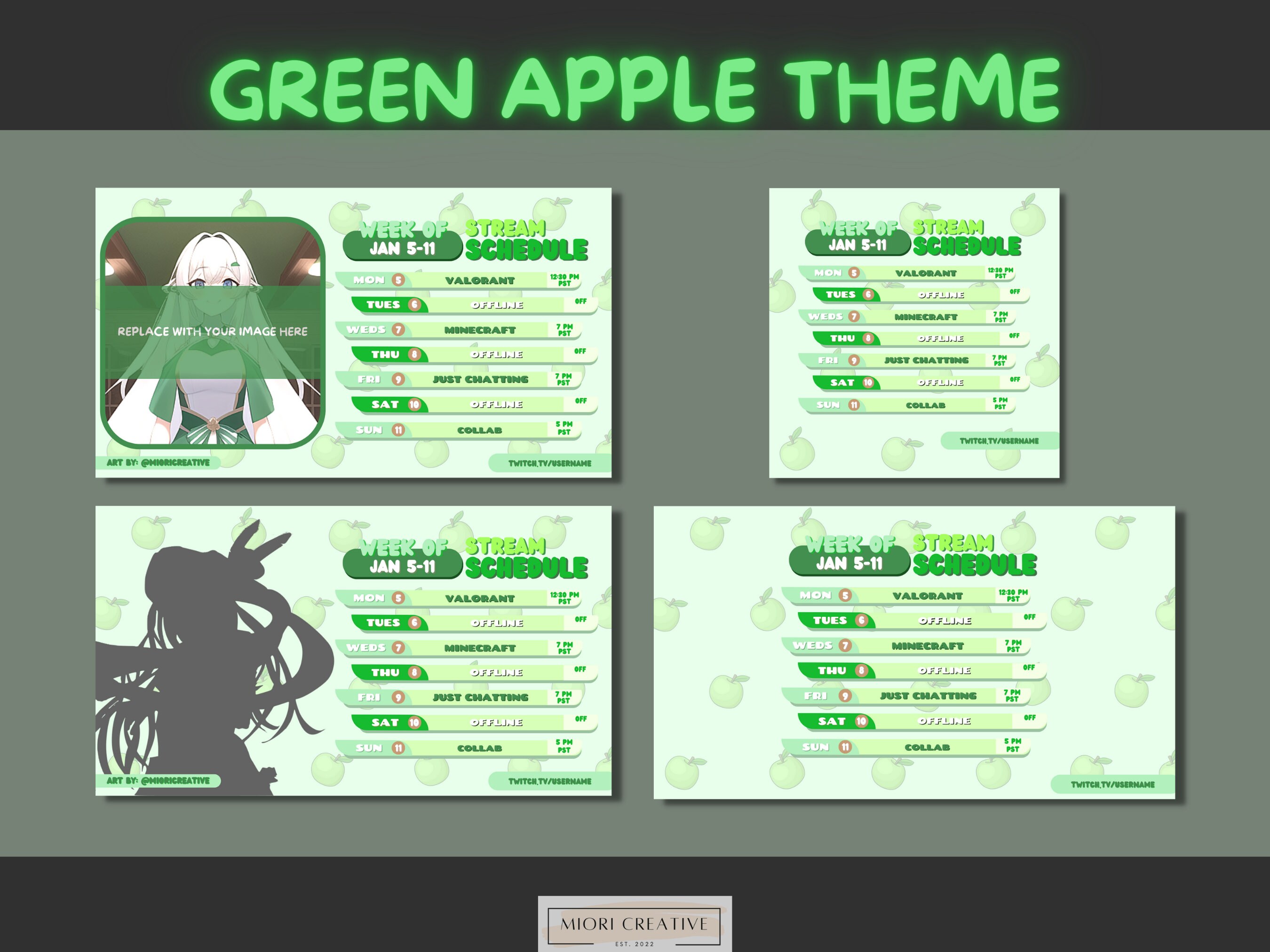 Vtuber Schedule Template Bundle 6-pack Fruit Theme Twitch - Etsy