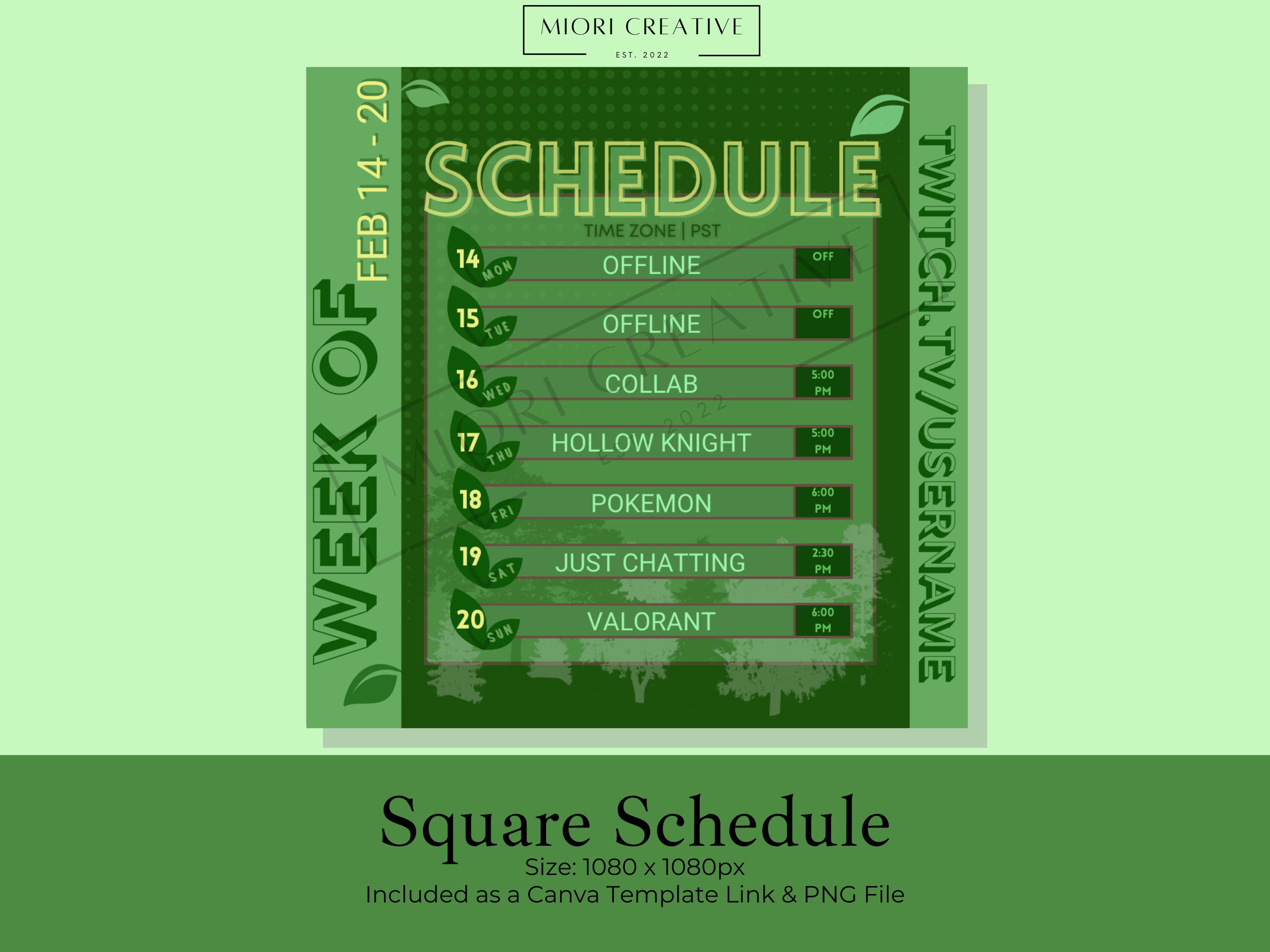 Green Pngtuber Schedule Template Leaf Vtuber Stream Schedule - Etsy Canada