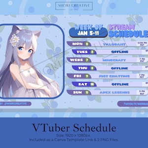 Cute Vtuber Schedule Template Canva Stream Schedule Blue Twitch ...