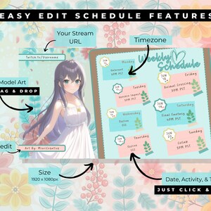 Spring Vtuber Stream Schedule Template Teal Vtuber Schedule - Etsy
