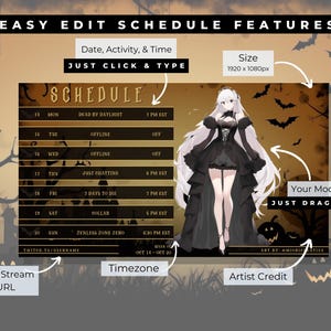 Spooky Vtuber Schedule Template Halloween Vtuber Twitch Stream Asset ...