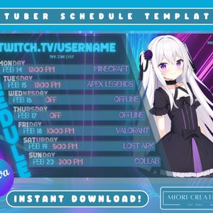 Neon Vtuber Schedule Template Vtuber Schedule Purple Twitch Schedule ...