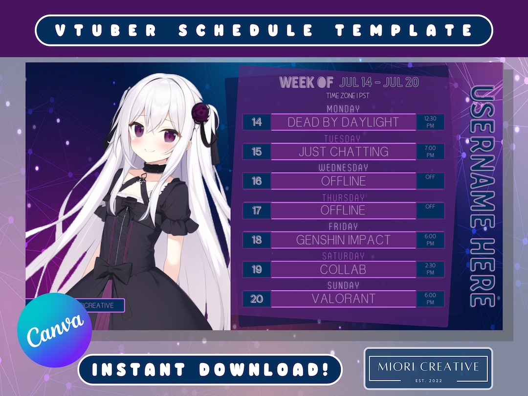 Space Vtuber Twitch Schedule Template Purple Vtuber Scene Vtuber Assets ...