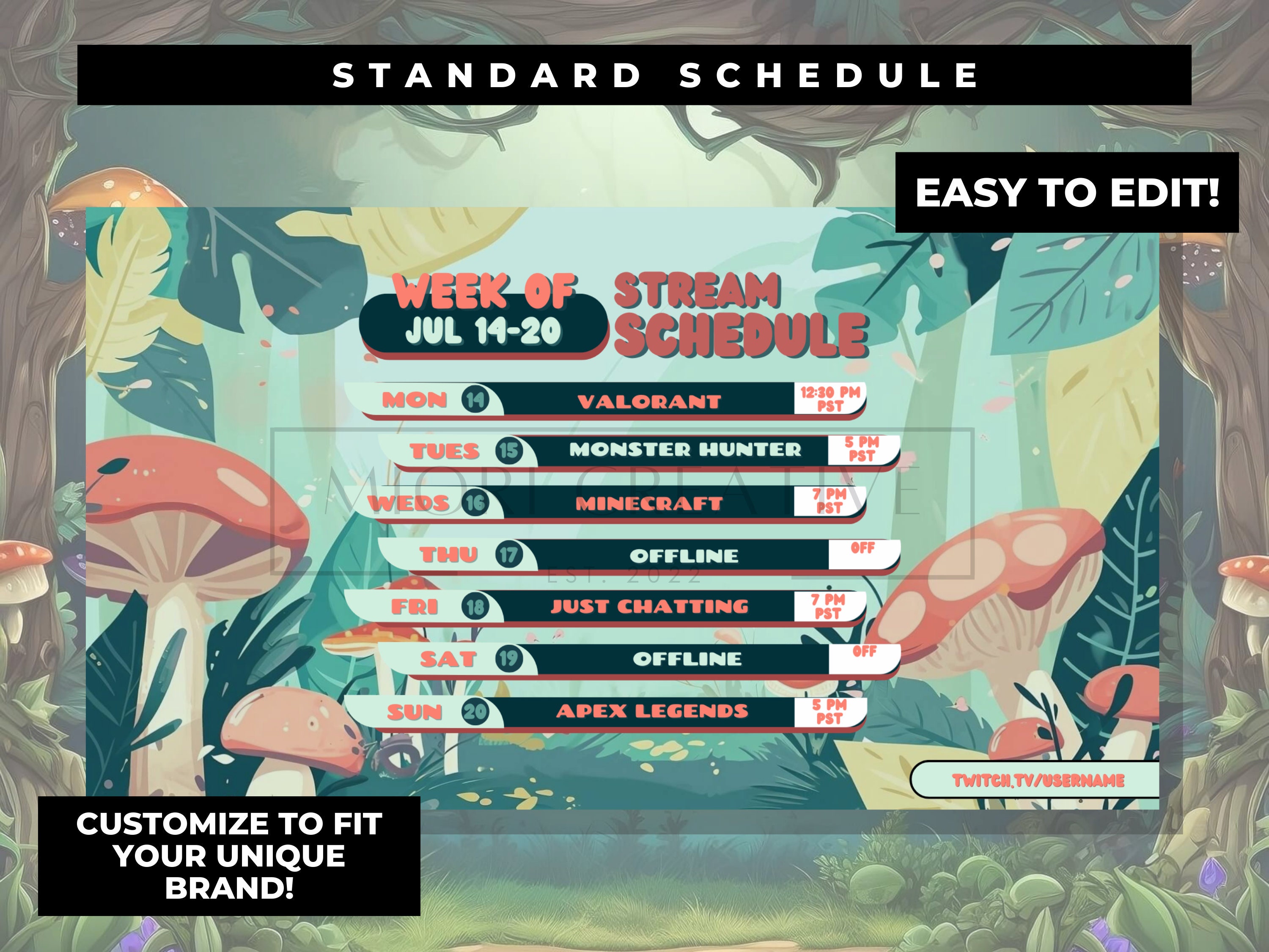 Forest Vtuber Stream Schedule Template: Green Nature Design (canva ...