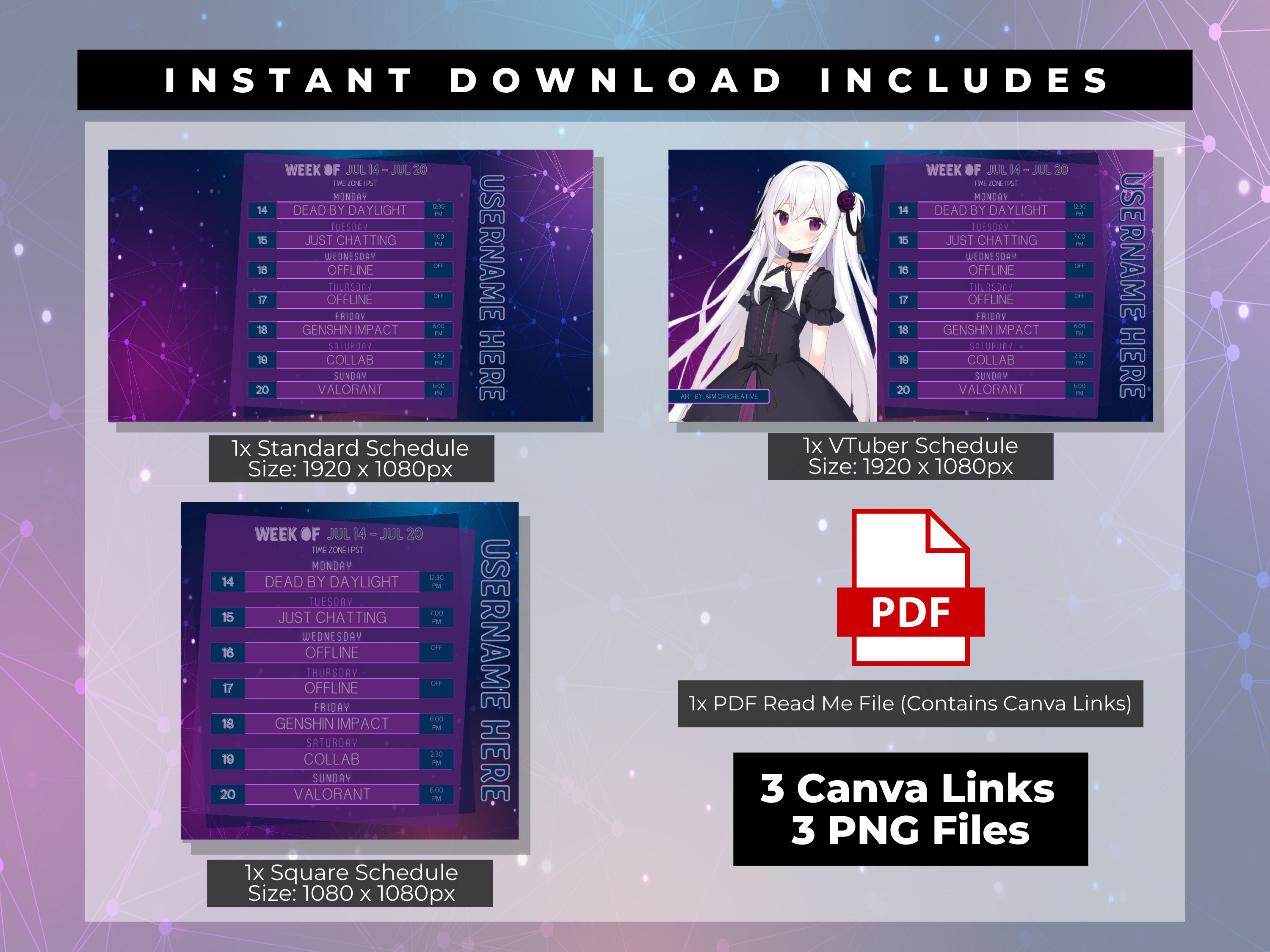Vtuber Stream Schedule Template Space Twitch Schedule Twitch - Etsy Canada