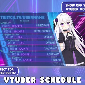 Neon Vtuber Schedule Template Blue Vtuber Stream Schedule Pngtubers ...