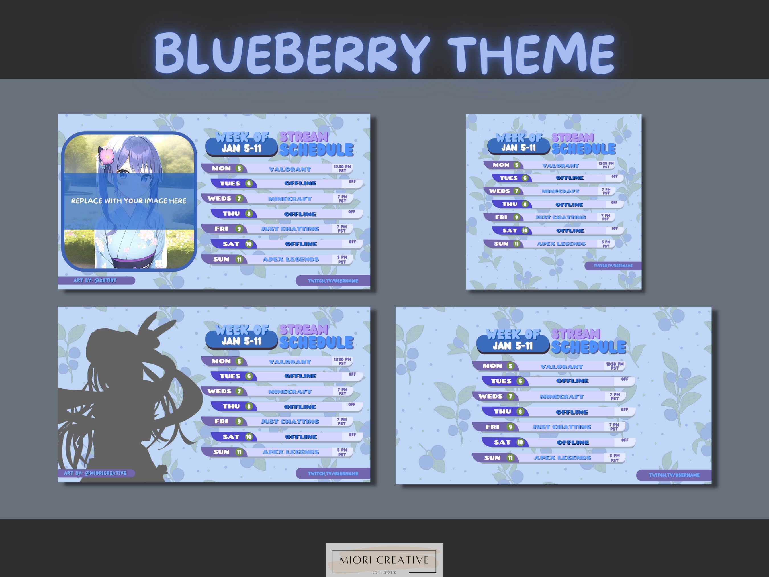 Vtuber Schedule Template Bundle 6-pack Fruit Theme Twitch - Etsy
