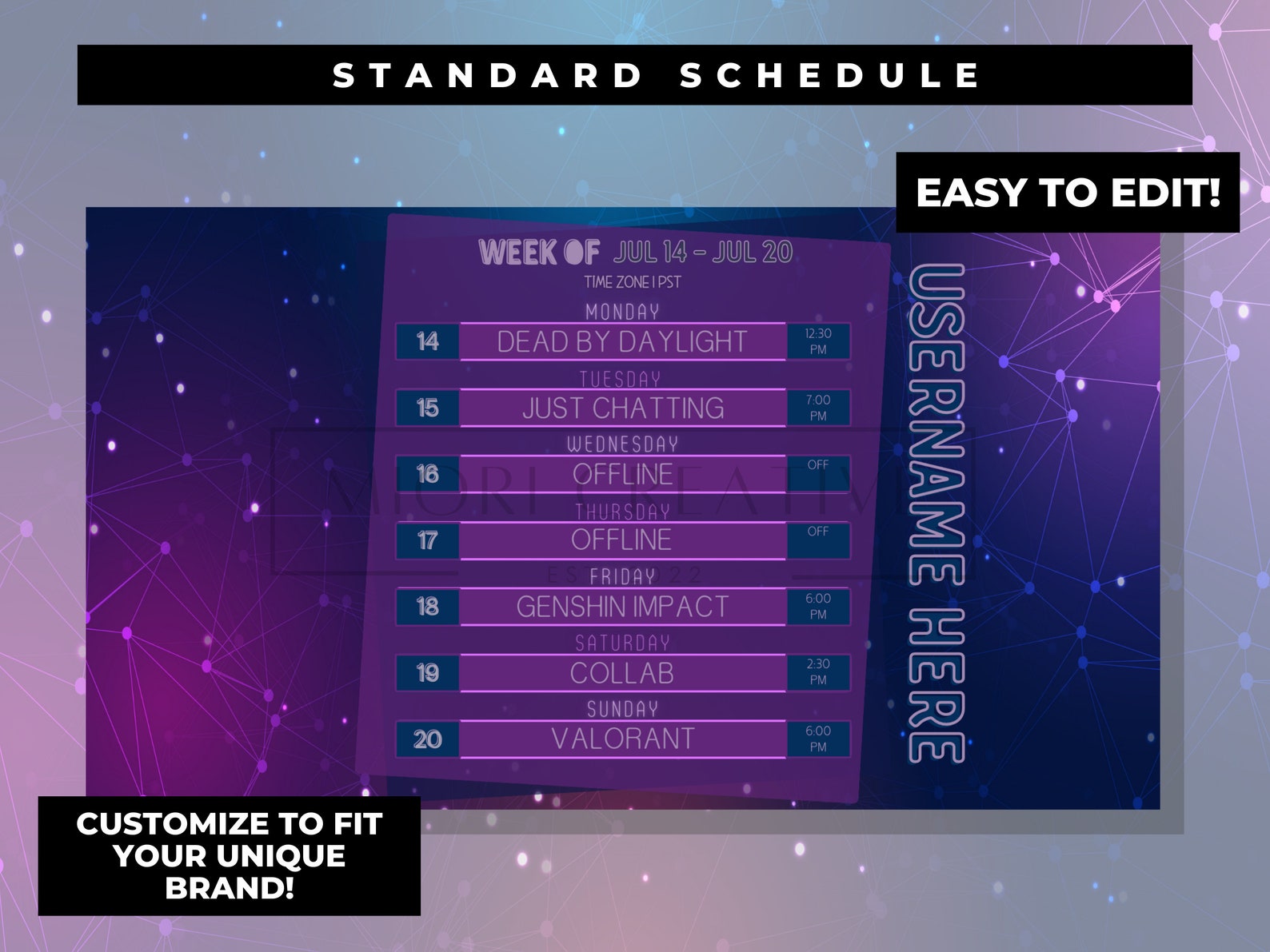 Vtuber Stream Schedule Template Space Twitch Schedule Twitch - Etsy Canada