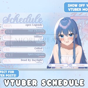 Spring Vtuber Schedule Template Blue Vtuber Stream Schedule Floral ...