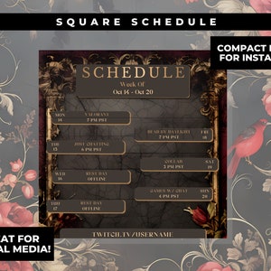 Spooky Gothic Vtuber Stream Schedule Template (canva Editable, Digital ...