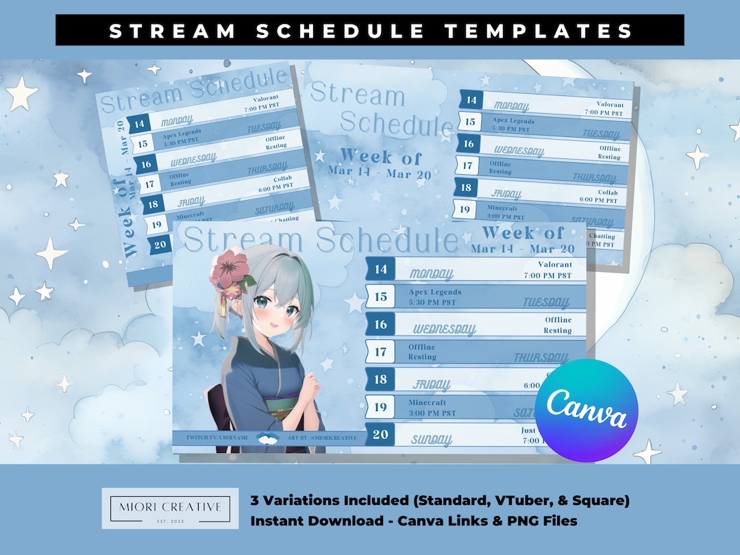 Blue Vtuber Schedule Template Cloud Vtuber Stream Schedule Sky Pngtuber ...