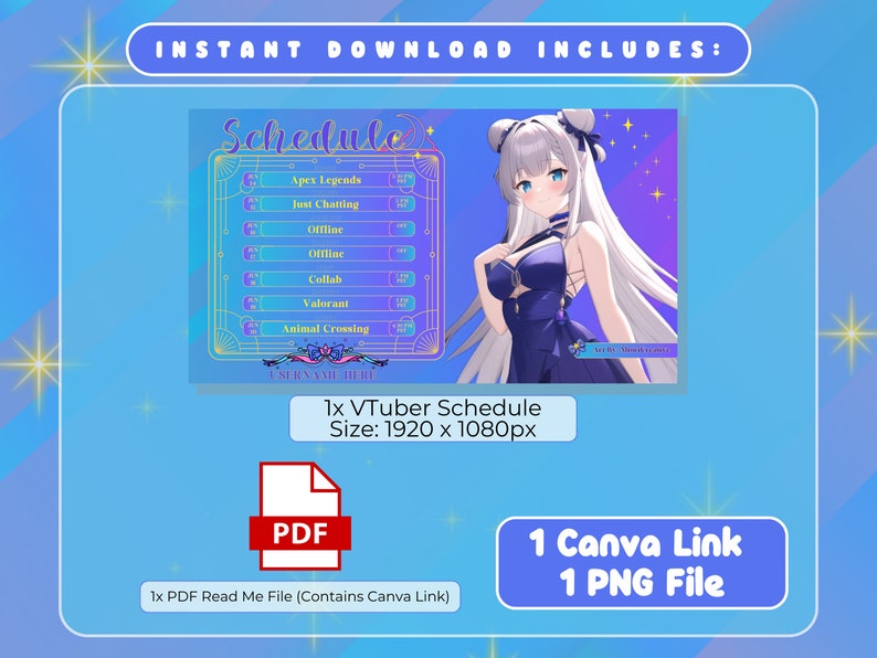 Blue Vtuber Schedule Template Twitch Stream Schedule Vtuber - Etsy ...
