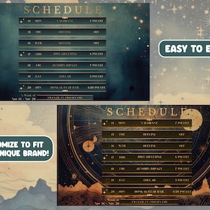 Celestial Vtuber Schedule Bundle Green Twitch Stream Template Gold Streamer Asset Vtubers Kick ...