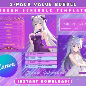 2-pack Moon Vtuber Schedule Template Twitch Stream Schedule Vtuber ...