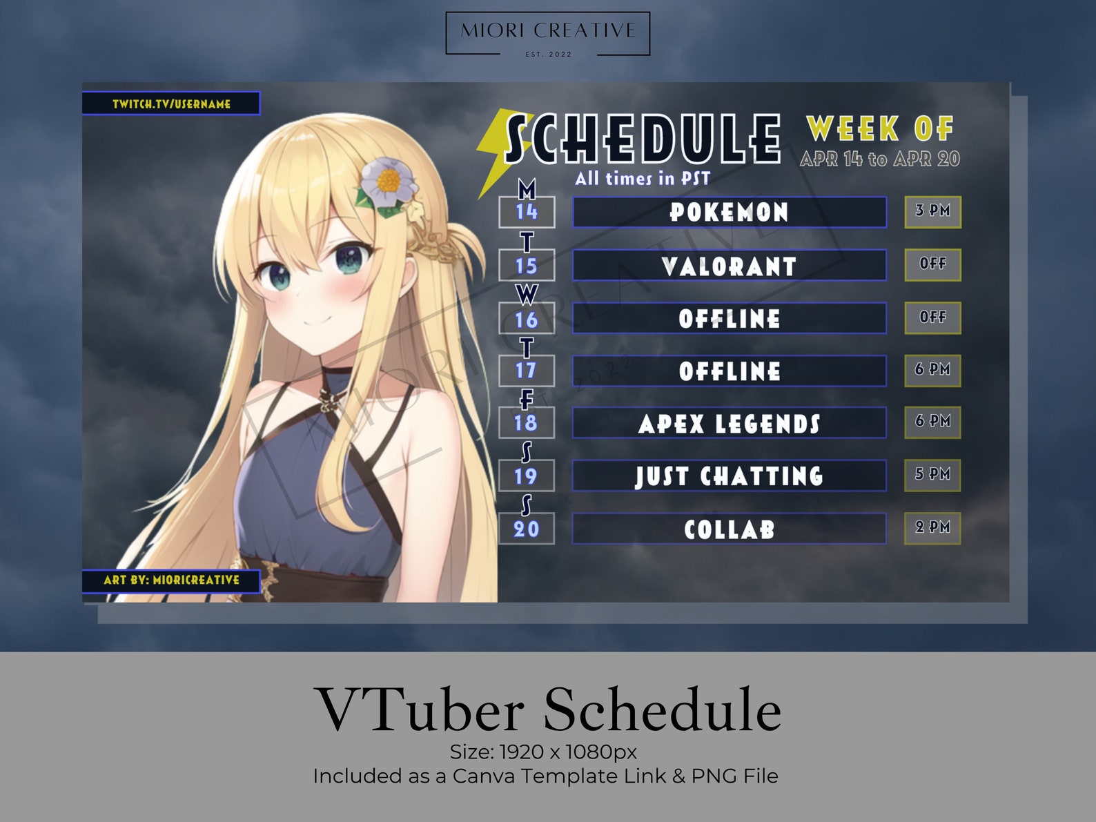 Grey Pngtuber Schedule Template Vtuber Twitch Schedule Vtuber - Etsy
