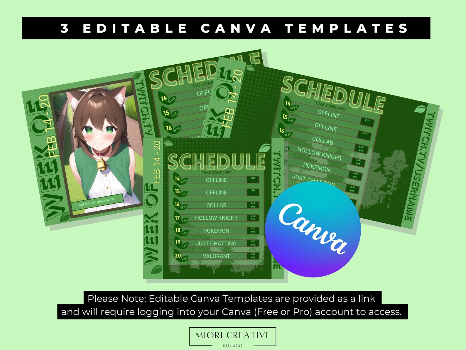 Green Pngtuber Schedule Template Leaf Vtuber Stream Schedule - Etsy Canada