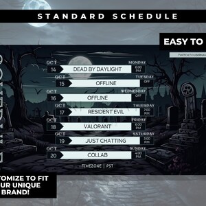Spooky Stream Schedule Dark Vtuber Schedule Template Halloween Vtuber ...