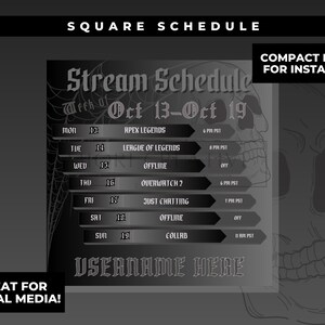 Goth Vtuber Schedule Template Dark Twitch Schedule Black Vtuber Stream ...