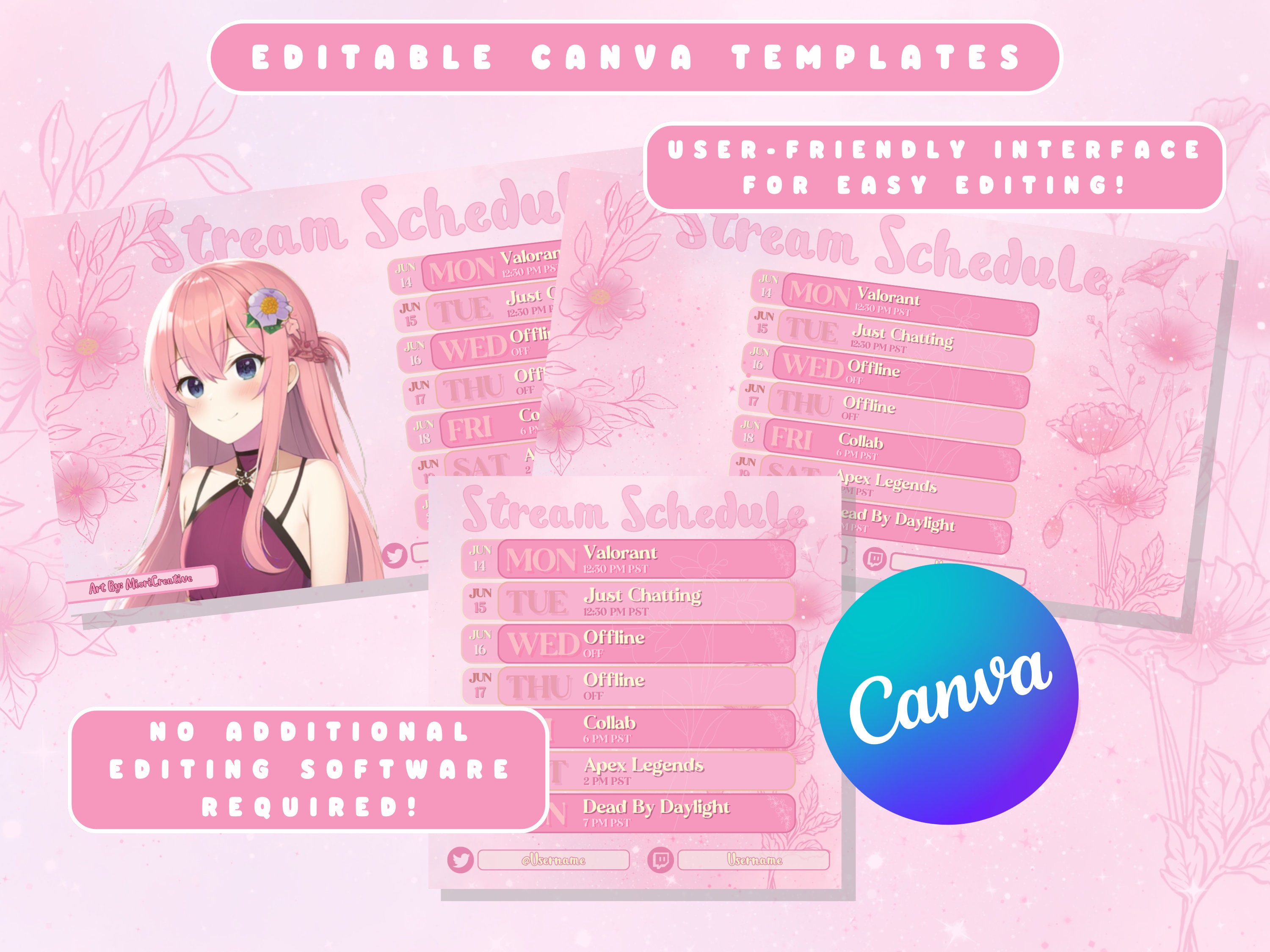 Spring Vtuber Schedule Template Pink Vtuber Stream Schedule - Etsy Canada