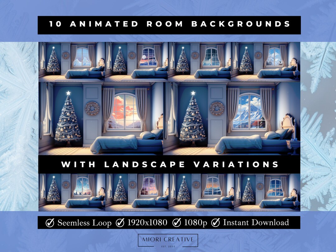 10 Christmas Animated Background Blue Cozy Vtuber Room Winter Virtual ...