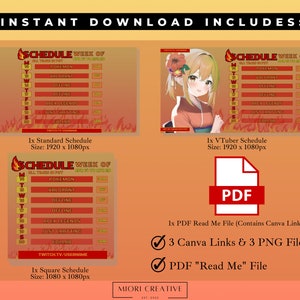 Fire Vtuber Schedule Template Pngtuber Stream Schedules Twitch - Etsy