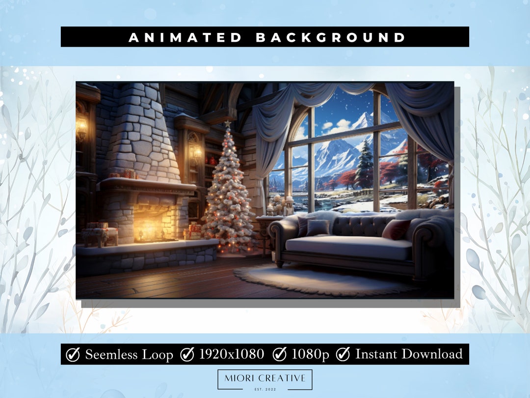 Christmas Animated Background Vtuber Anime Room Cozy Winter Virtual ...