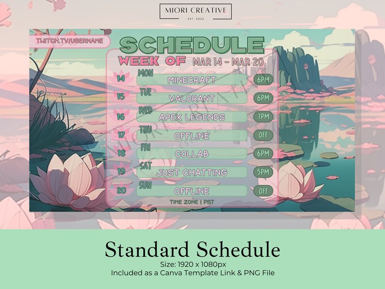 Flower Vtuber Schedule Template Lotus Vtuber Stream Schedule - Etsy