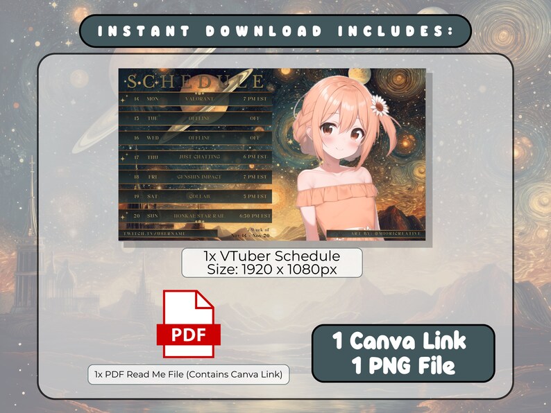 Space Vtuber Schedule Template Stars Twitch Assets Galactic - Etsy