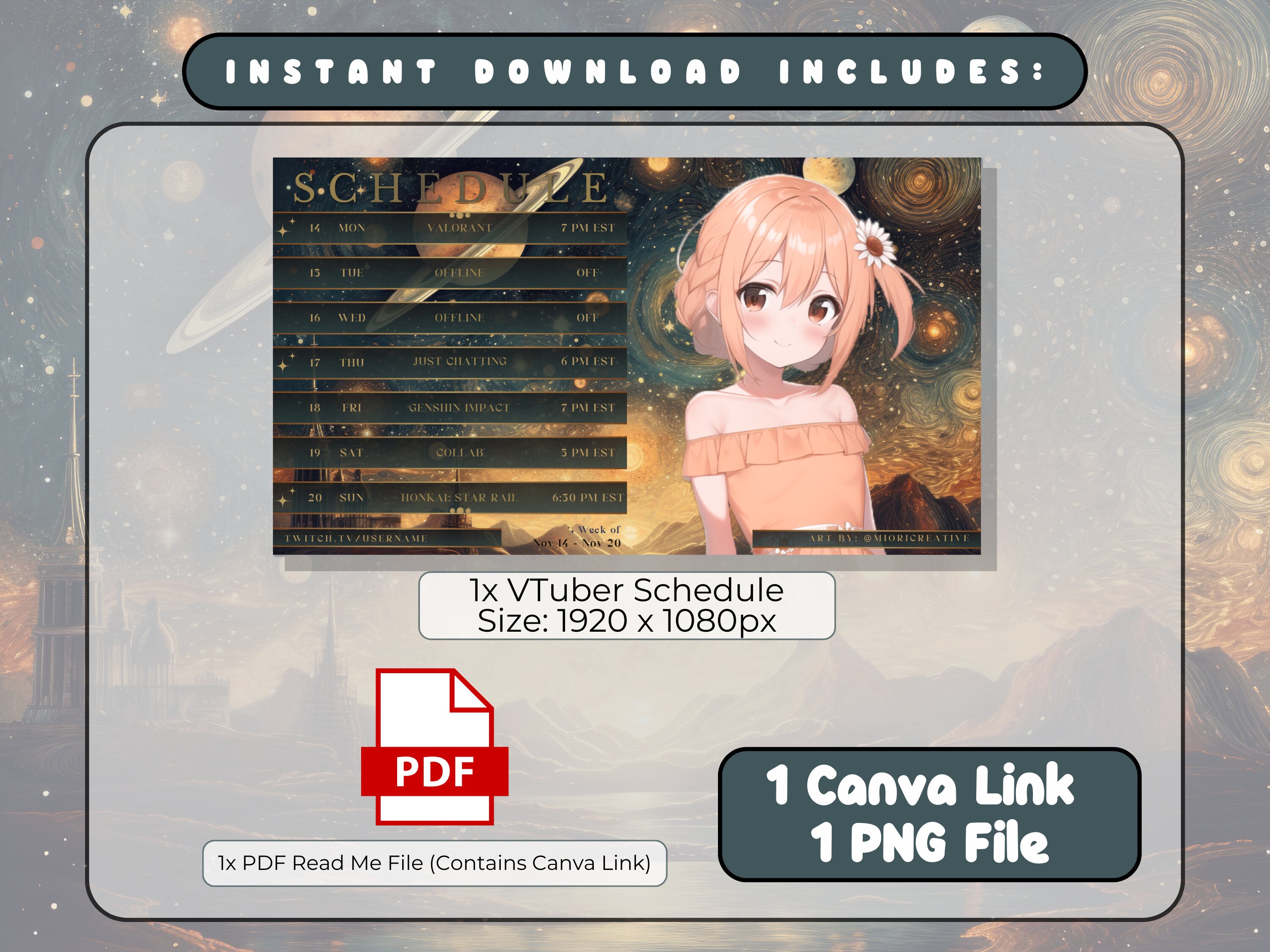Space Vtuber Schedule Template Stars Twitch Assets Galactic - Etsy