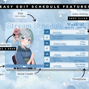 Blue Vtuber Schedule Template Cloud Vtuber Stream Schedule Sky Pngtuber ...