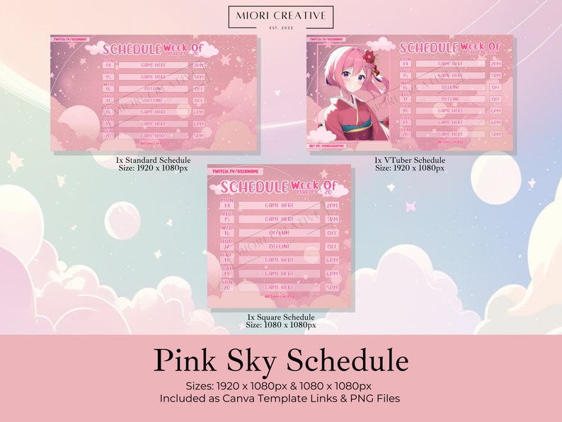 Sky Vtuber Schedule Template Bundle Twitch Stream Schedule - Etsy