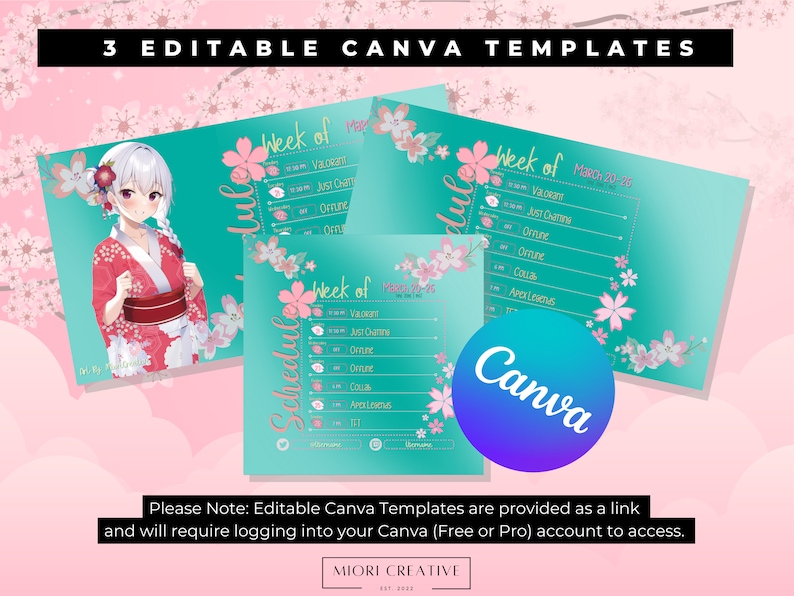Sakura Vtuber Schedule Template Cherry Blossom Vtuber Stream Schedule ...