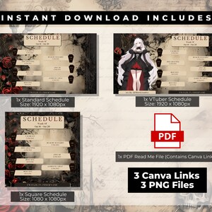 Gothic Vampire Vtuber Schedule Template: Rose Twitch Stream Asset ...