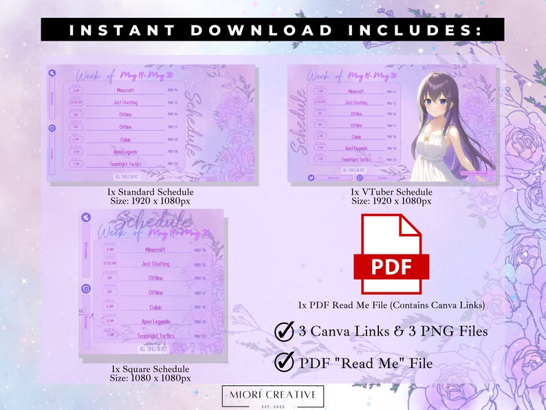 Pastel Vtuber Schedule Template Rose Vtubers Twitch Schedule - Etsy