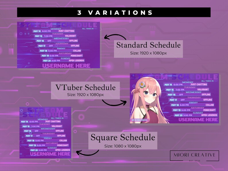 Purple Vtuber Schedule Template Vtuber Stream Schedule Vtubers - Etsy ...