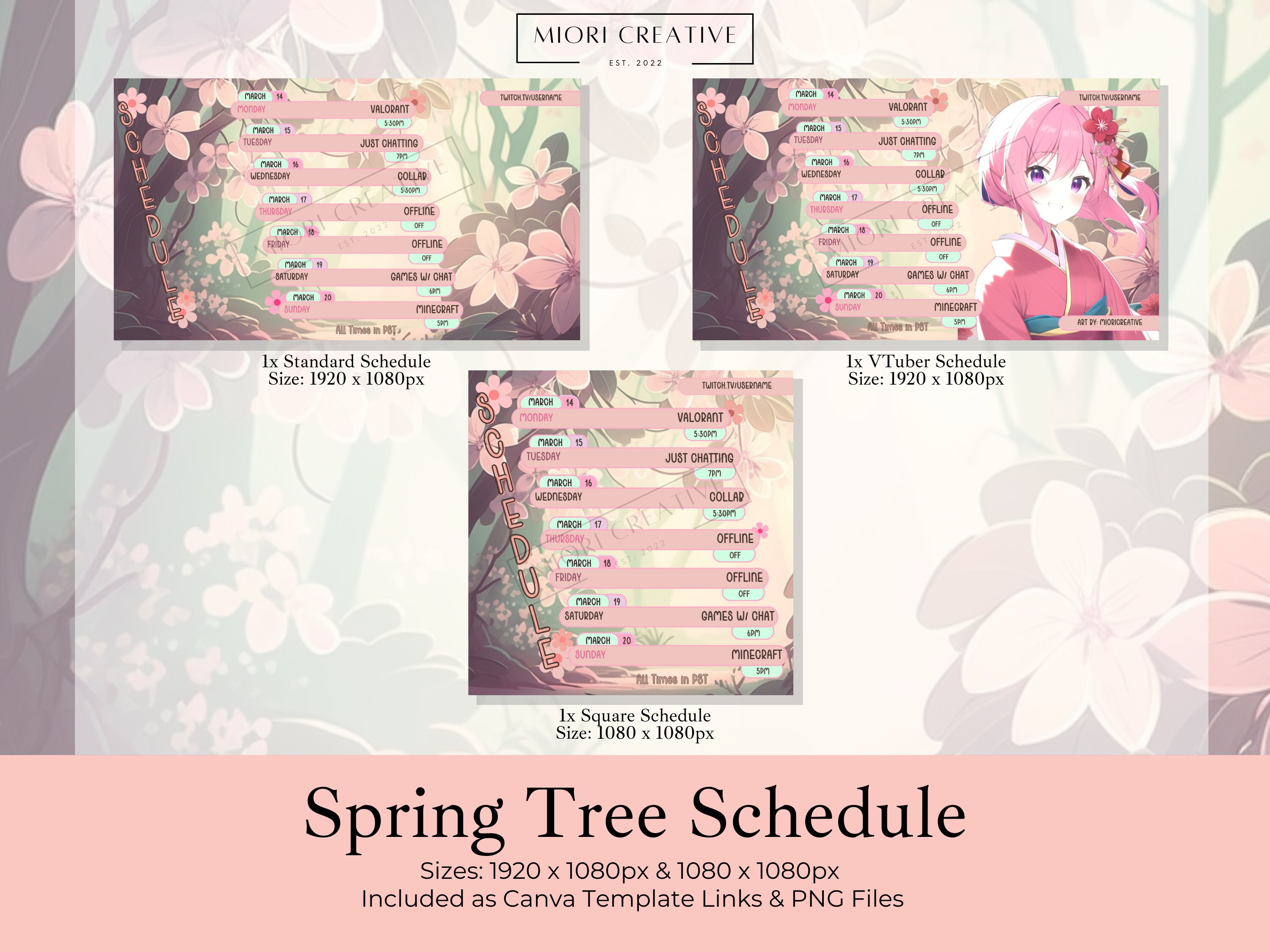 Seasonal Trees Vtuber Stream Schedule Template Bundle (canva Editable) (digital Download) - Etsy